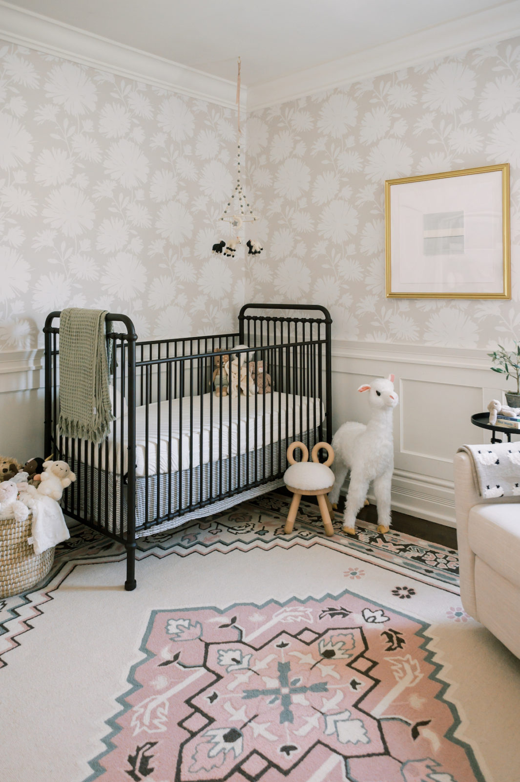 Timeless Baby Girl Nursery with Vintage-Inspired Rug · Haven