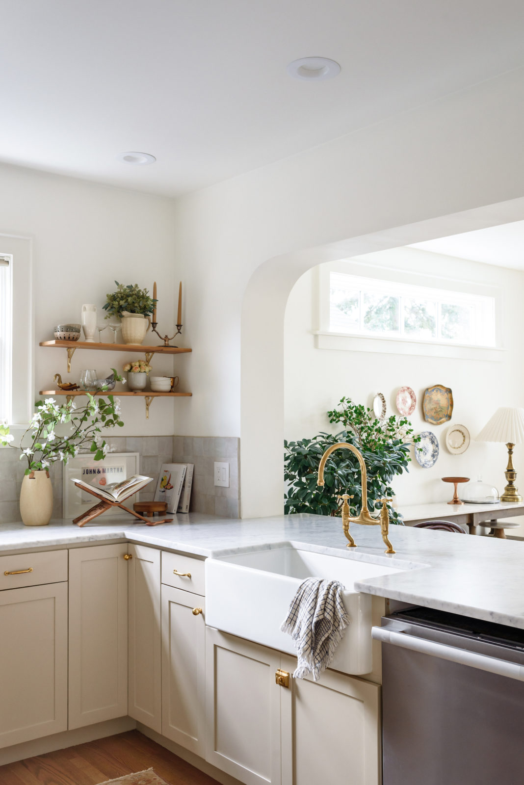 Sandy Cabinets and Brass Knobs Lend Classic Touches to This Craftsman ...