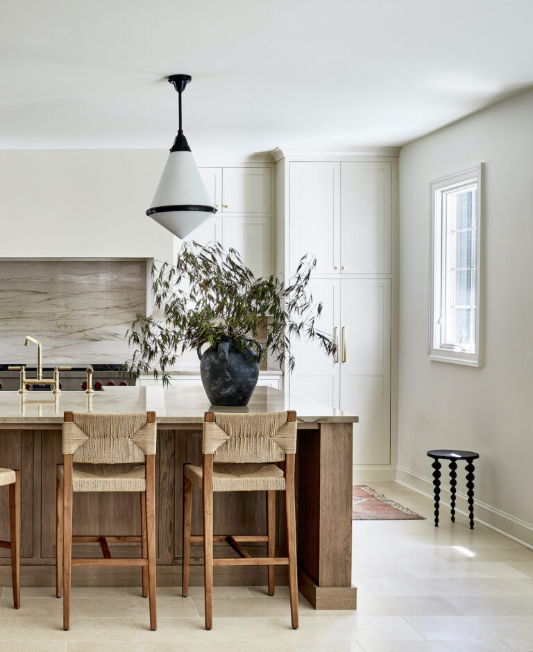 Oak Millwork and Kalahari Quartzite and Bring Warmth to a Transitional ...