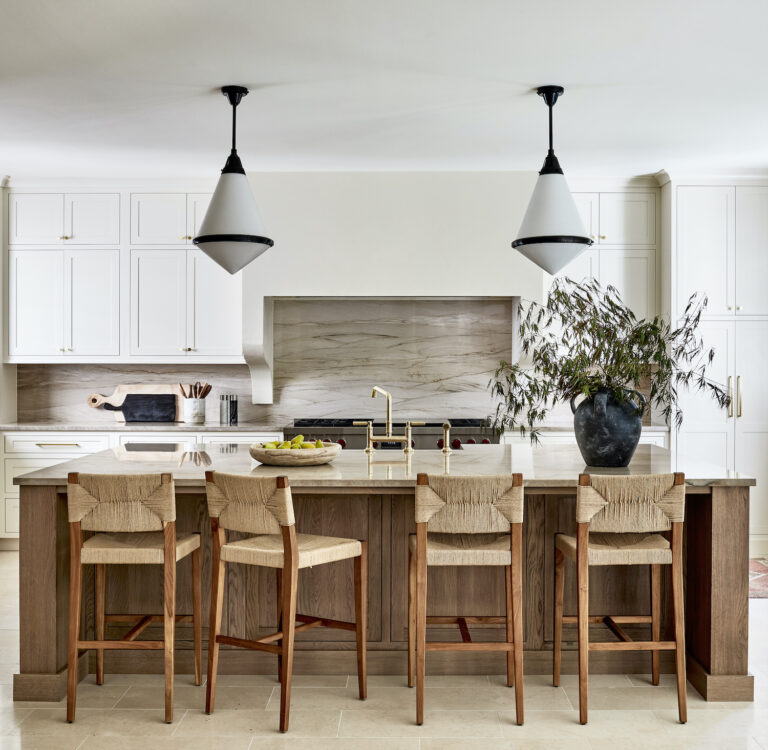 Oak Millwork and Kalahari Quartzite and Bring Warmth to a Transitional ...