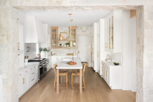 Muted Cut Stone Layers on Subtle Texture in a Neutral Transitional Home ...