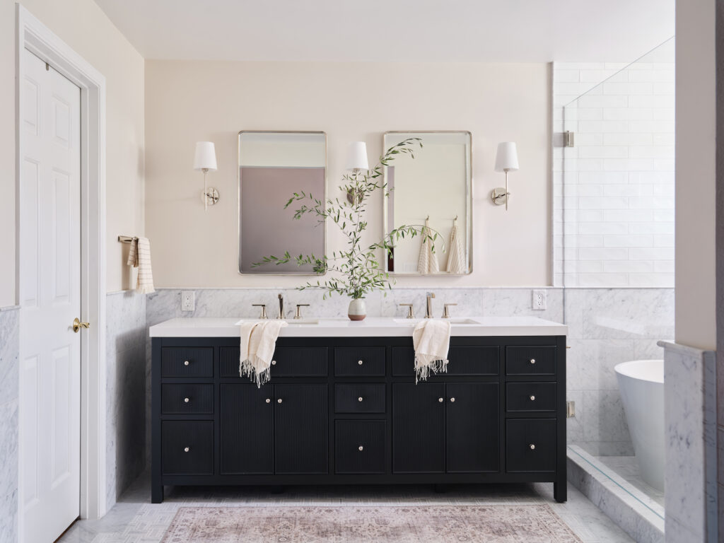 Marble Wainscot Brings Luxury to an Open and Airy Bathroom Renovation ...