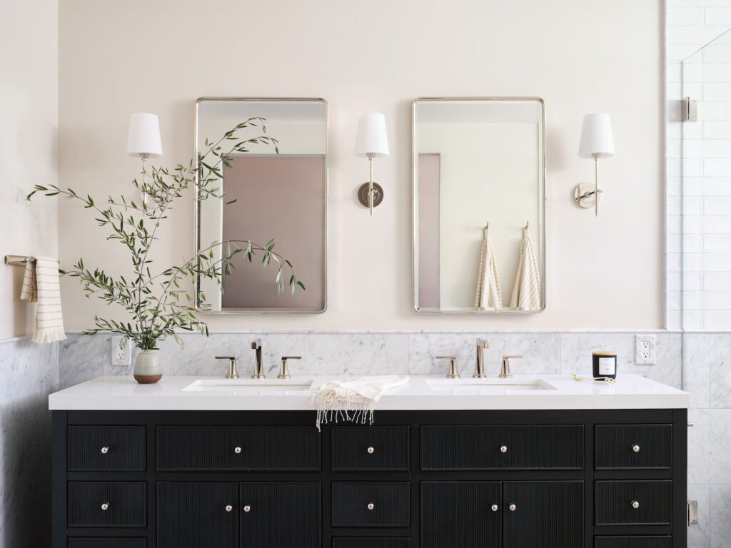 Marble Wainscot Brings Luxury to an Open and Airy Bathroom Renovation ...